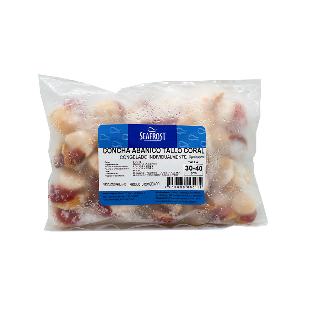 CONCHA ABANICO TALLO/CORAL 20-30 PZ 500GR SEAFROST - Seafrost